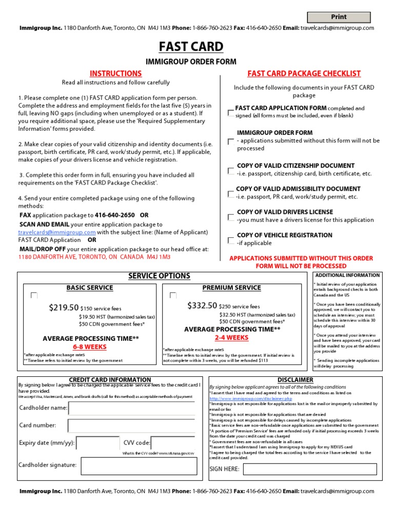 Fast Card Canada Application | PDF | Zip Code | Identity Document