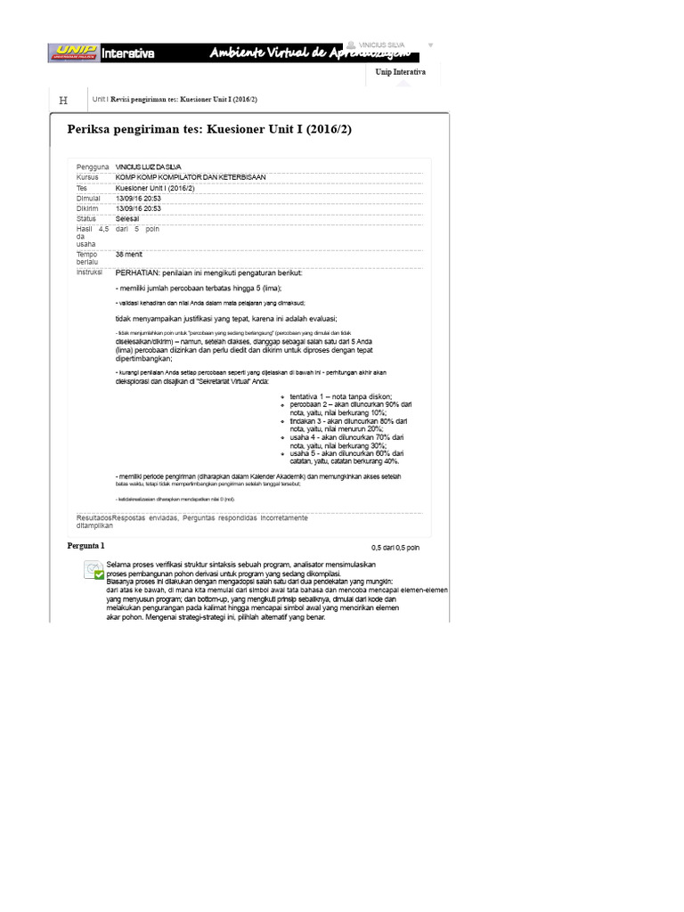 Kuesioner Unit I - kompilator - UNIP | PDF