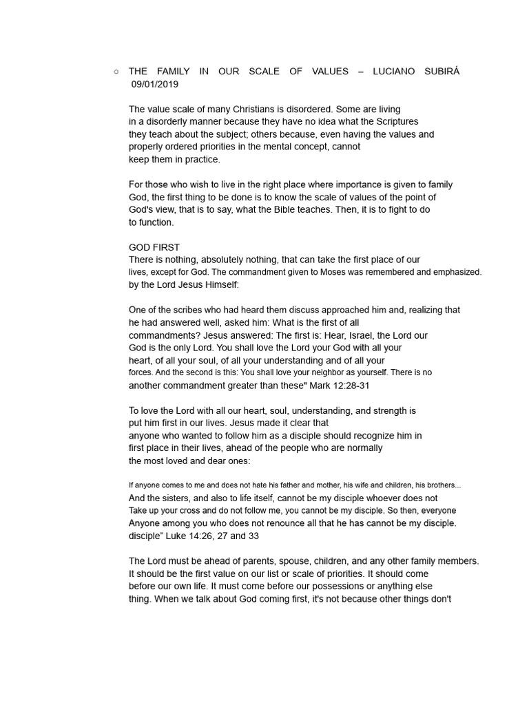 Family Values in Christian Life | PDF | Disciple (Christianity) | Ten ...
