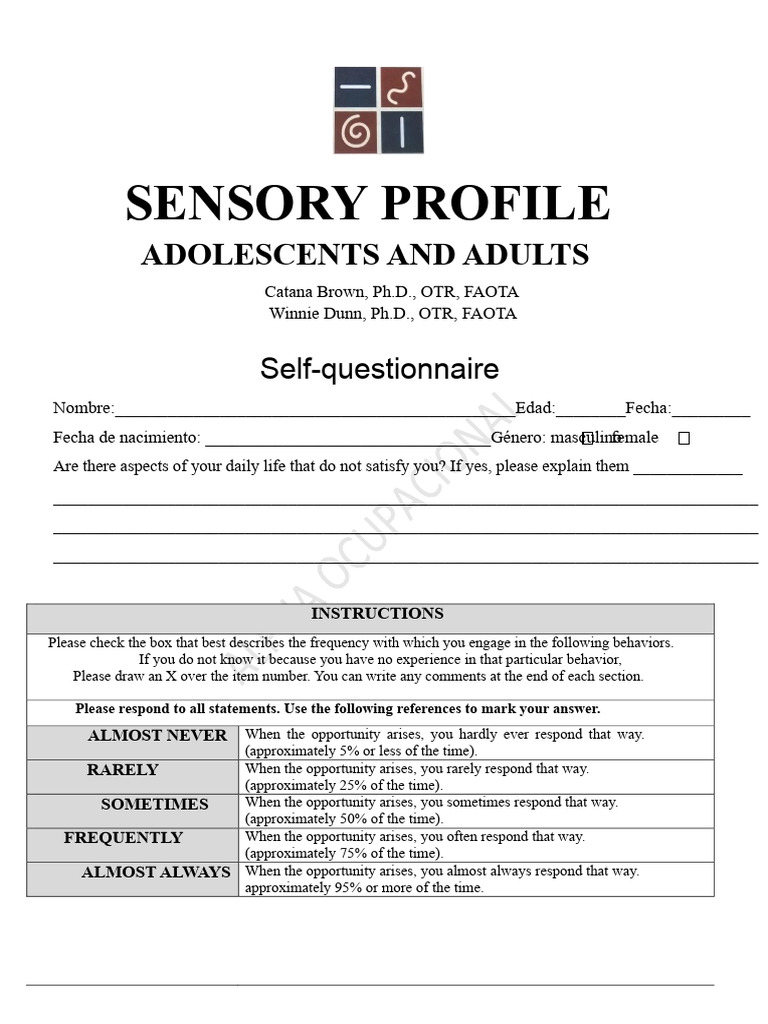 SENSORY_PROFILE_adolescents_and_adults_pdf | PDF | Senses | Taste