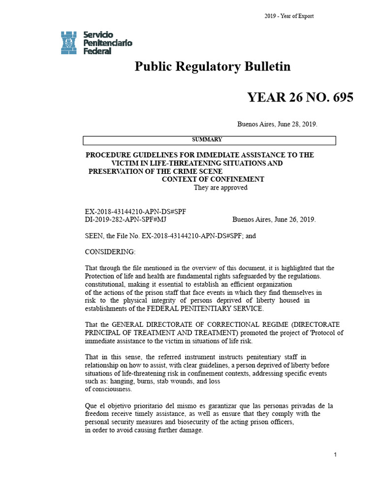 Public Regulatory Bulletin YEAR 26 NO. 695 | PDF | Crime Scene | Prison