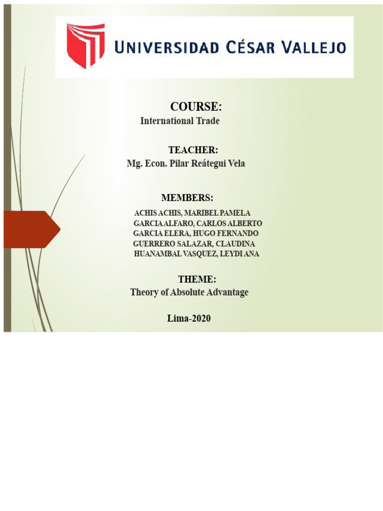 THEORY OF ABSOLUTE ADVANTAGE | PDF | Trade | Economies