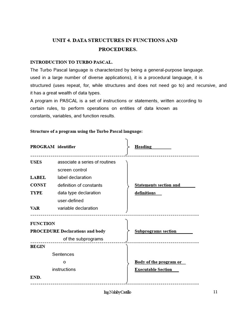 Turbo Pascal Data Structures Overview | PDF | Computer Program ...