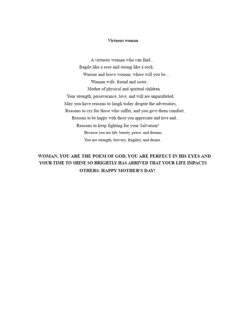 Tribute to the Virtuous Woman | PDF | Virtue | God The Father