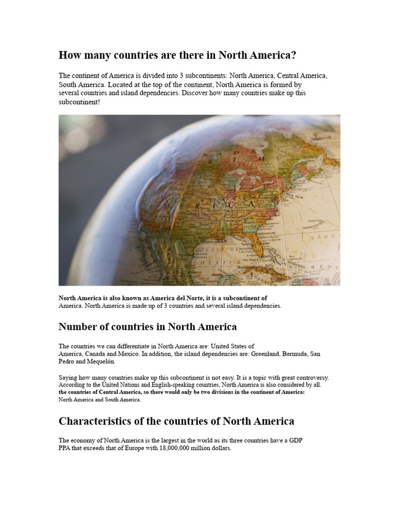 Countries in North America Explained | PDF