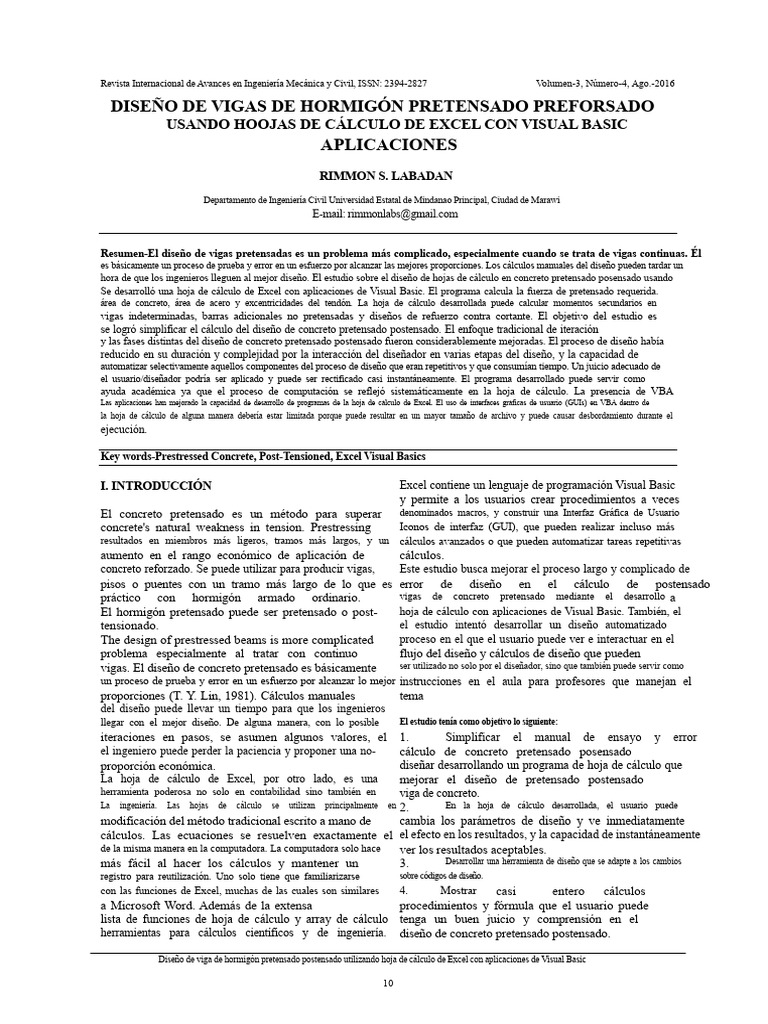Diseño de Vigas de Hormigón Pretensado Preforsado Aplicaciones | PDF ...