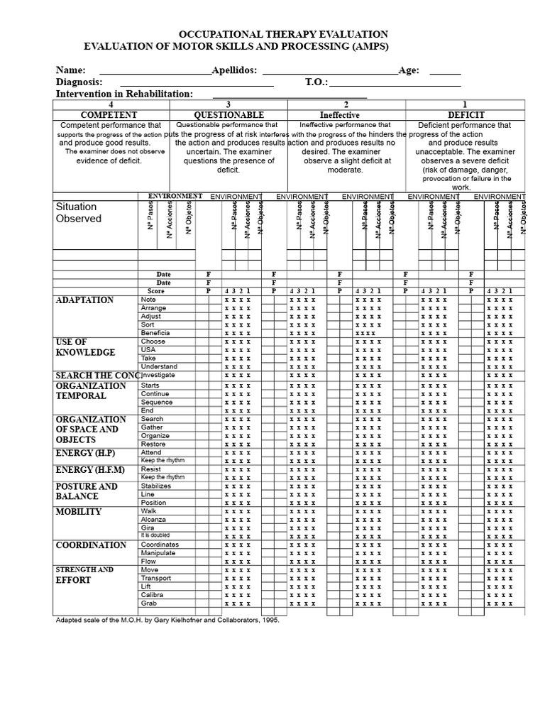 Occupational Therapy Motor Skills Evaluation | PDF | Occupational ...