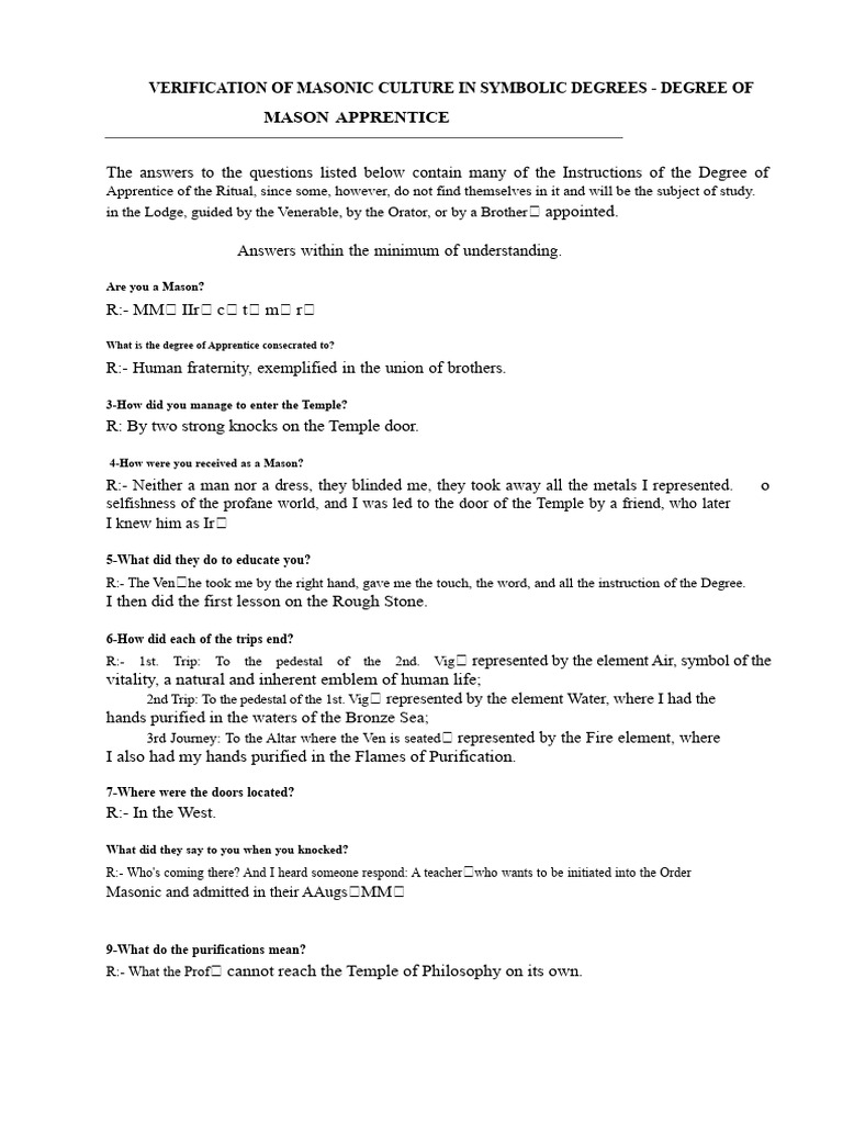 LEARNING QUESTIONS | PDF | Freemasonry | Masonic Lodge