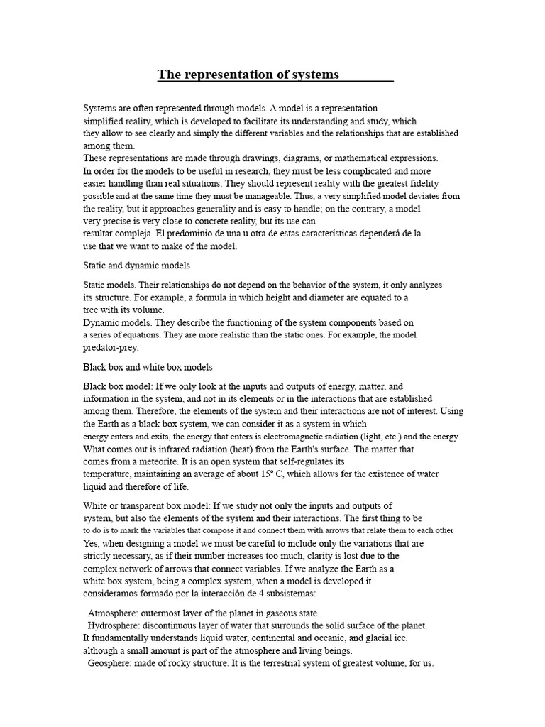 The Representation of Systems | PDF | System | Mathematical Model