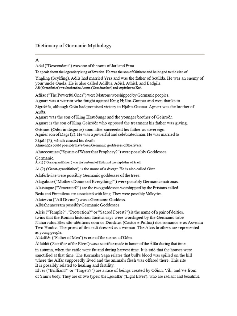 Germanic Mythology Dictionary: A-Z Guide | PDF | Æsir | Norse Mythology