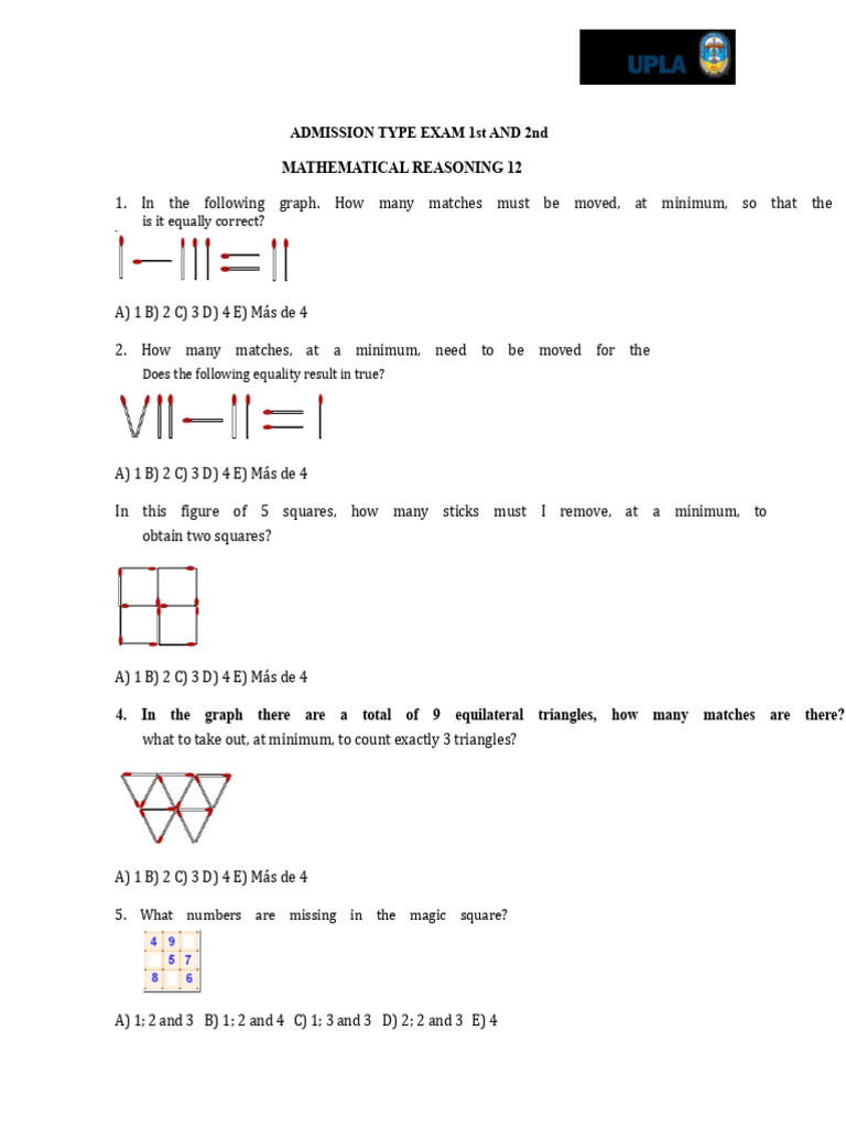 Mathematics Admission Exam Type | PDF | Combinatorics | Number Theory