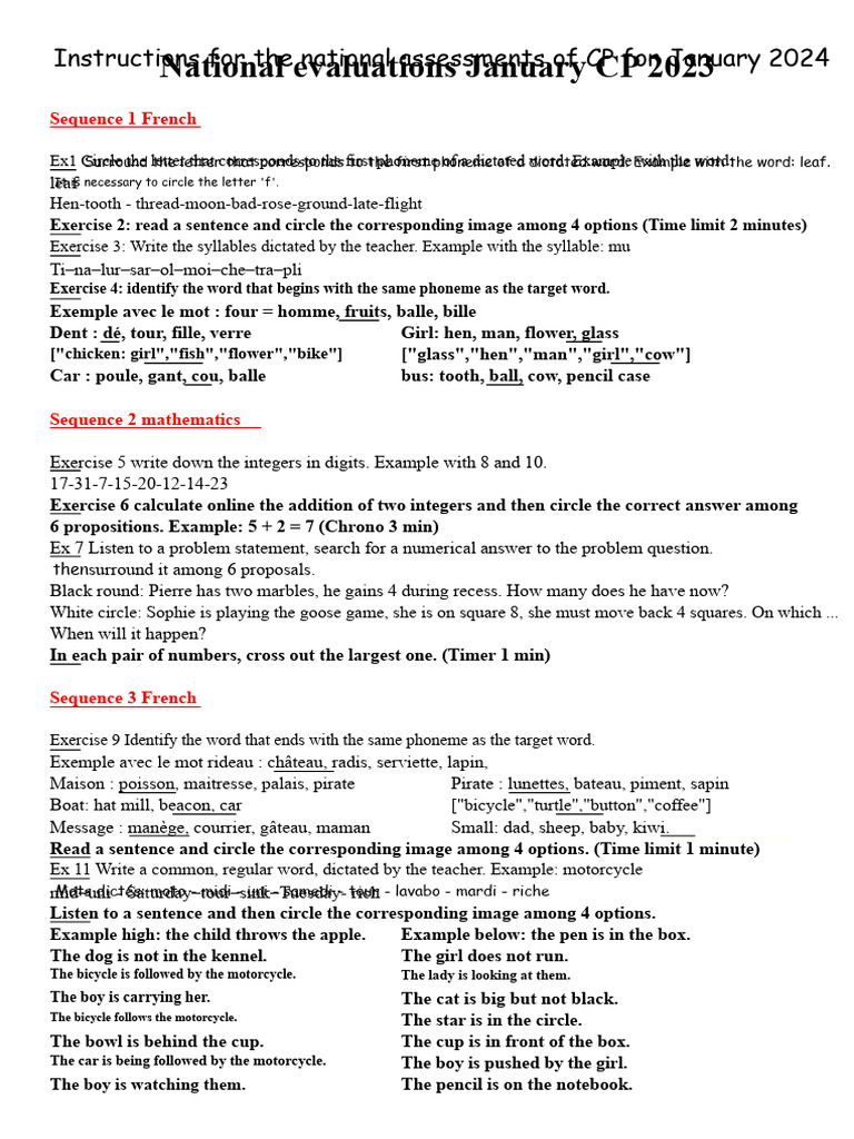 National Written Instructions CP January 2024 | PDF