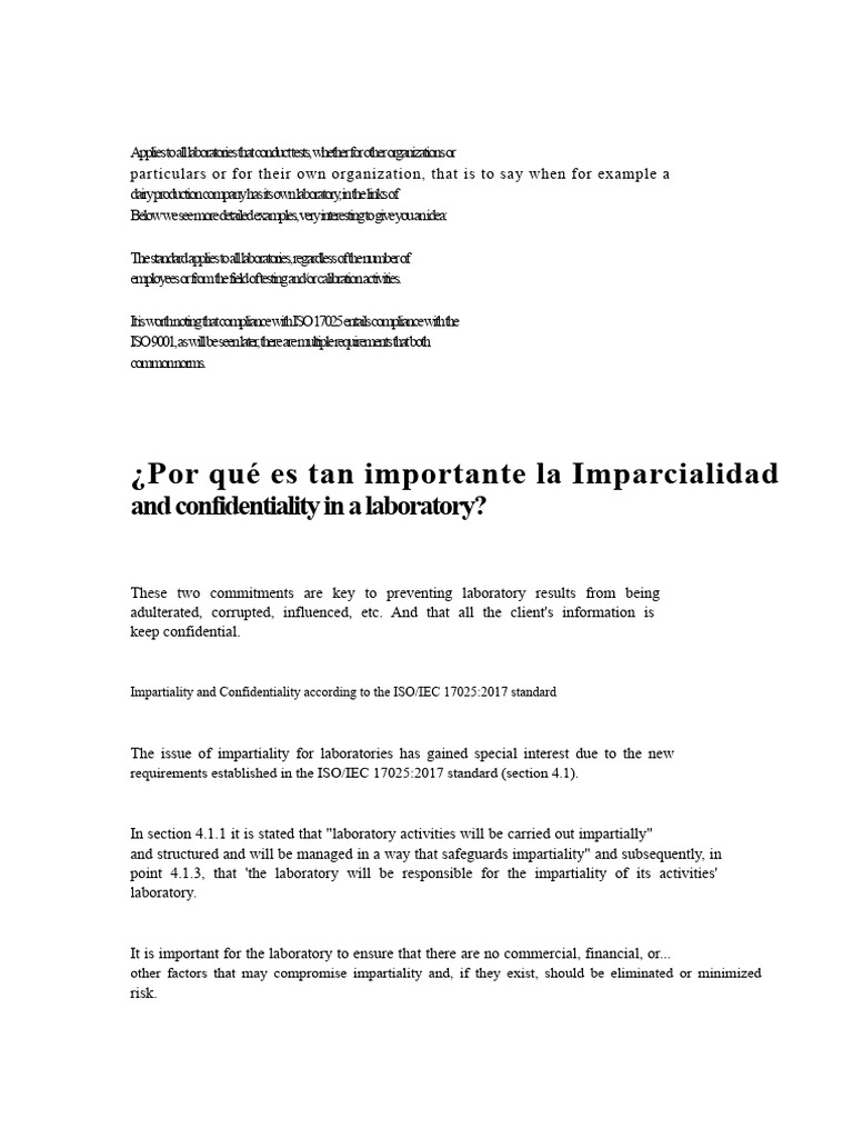 Brochure on Impartiality and Confidentiality in a Laboratory | PDF | Calibration | Quality ...