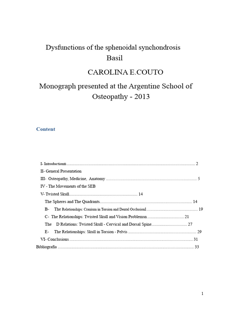 Dysfunctions of The Sphenobasilar Synchondrosis - Couto Carolina - 2013 ...