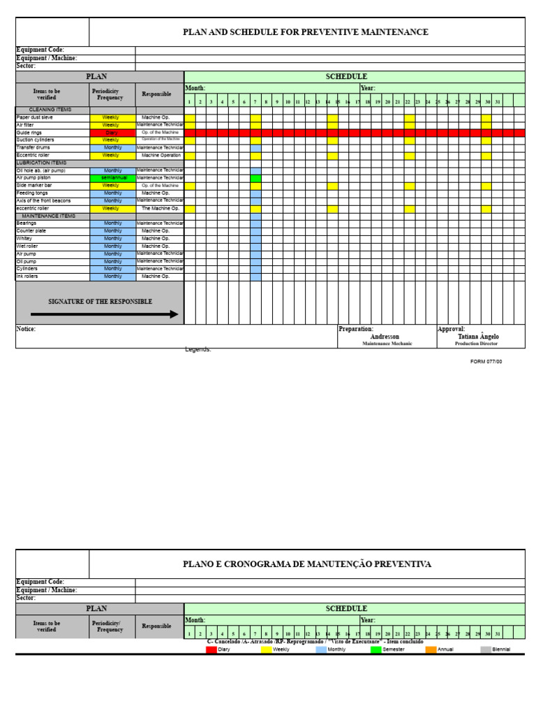 Preventive Maintenance Plan and Schedule | PDF | Pump | Machines