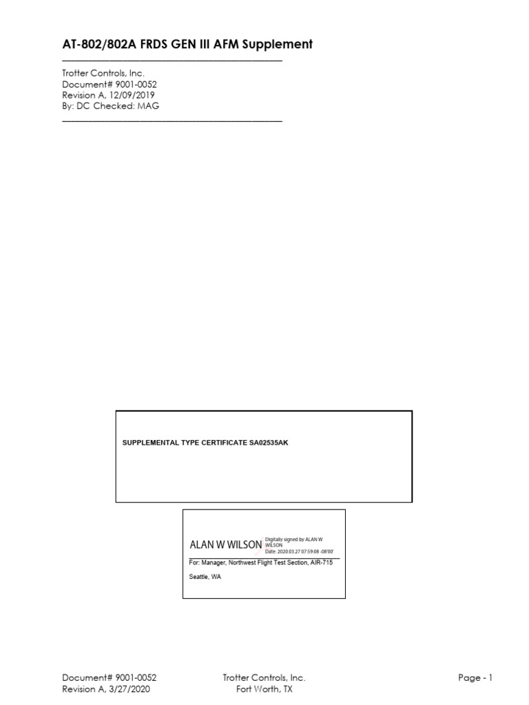 9001-0052 Frds Gen III - At802 Afm Supplement-Rel | PDF | Federal ...