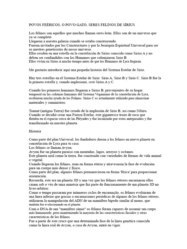 Felinos de Sírius | PDF | Universo | Felidae