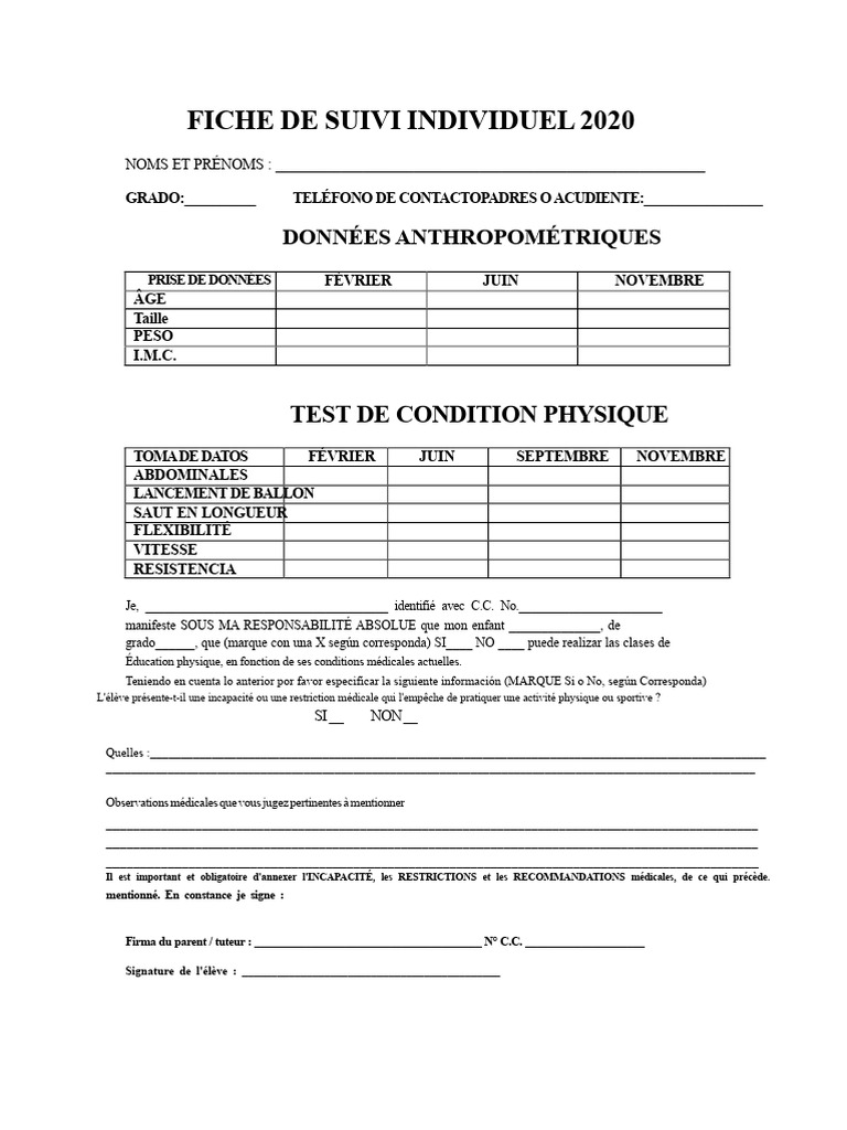 Suivi de la condition physique 2020 | PDF