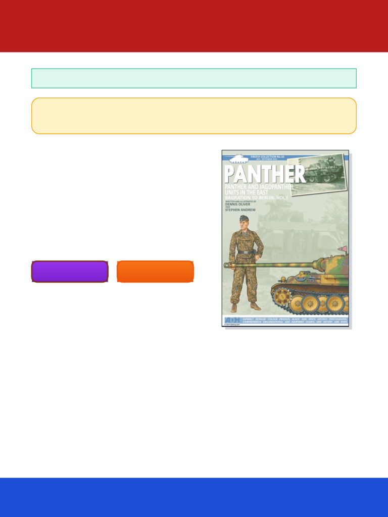 Panther and Jagdpanther Units in the East Bagration to Berlin Volume I ...