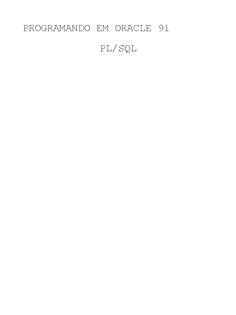 Apostila Oracle PLSQL9 | PDF | PL/SQL | SQL