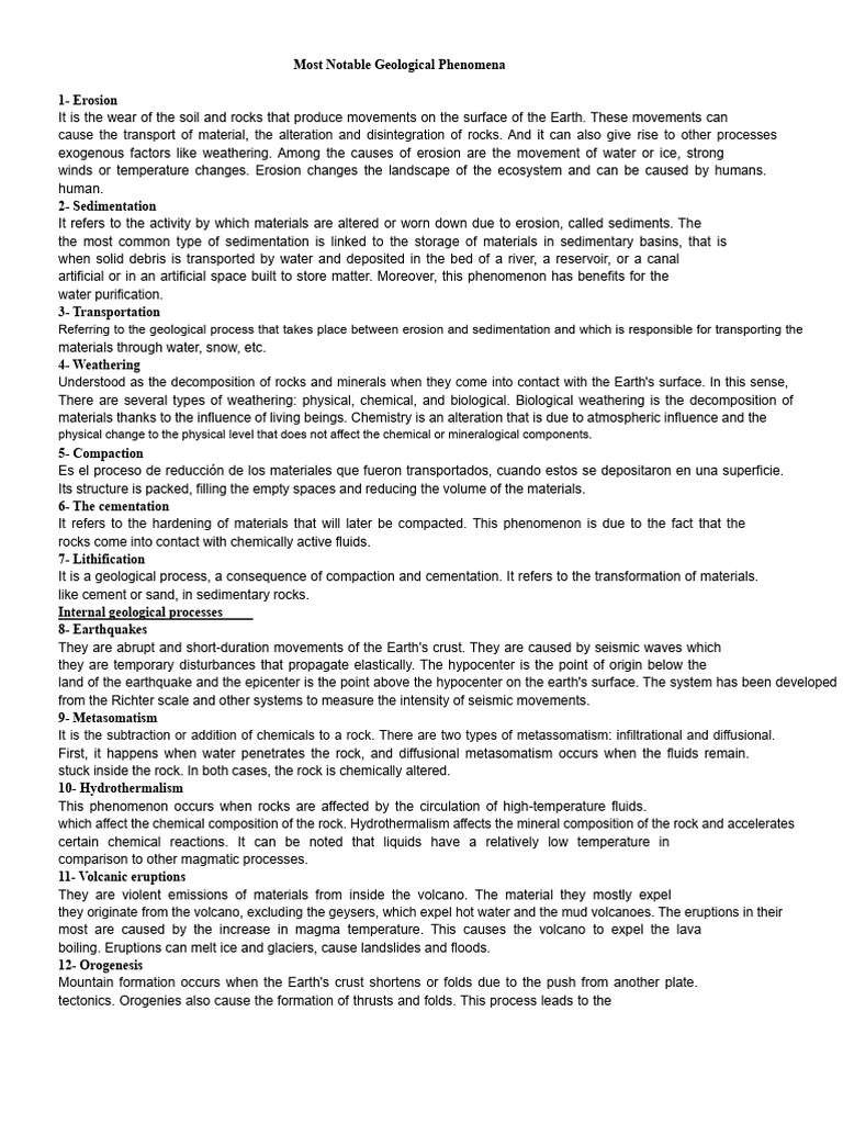 Most Notable Geological Phenomena | PDF | Cloud | Plate Tectonics