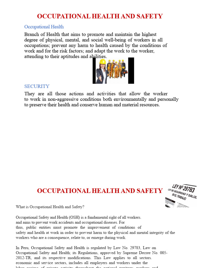 Occupational Health and Safety Overview | PDF | Occupational Safety And ...