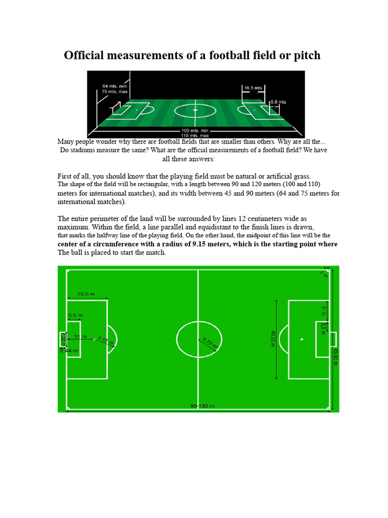 Official Measurements of A Soccer Field or Pitch | PDF | Track And ...