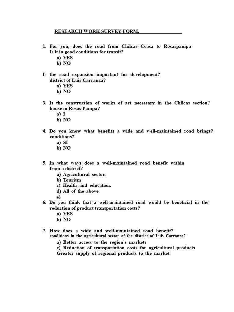 Road Condition Survey for Luis Carranza | PDF
