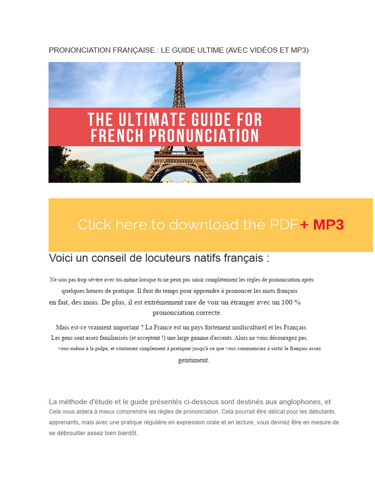 Guide de Prononciation Française Ultime | PDF | Langue française ...