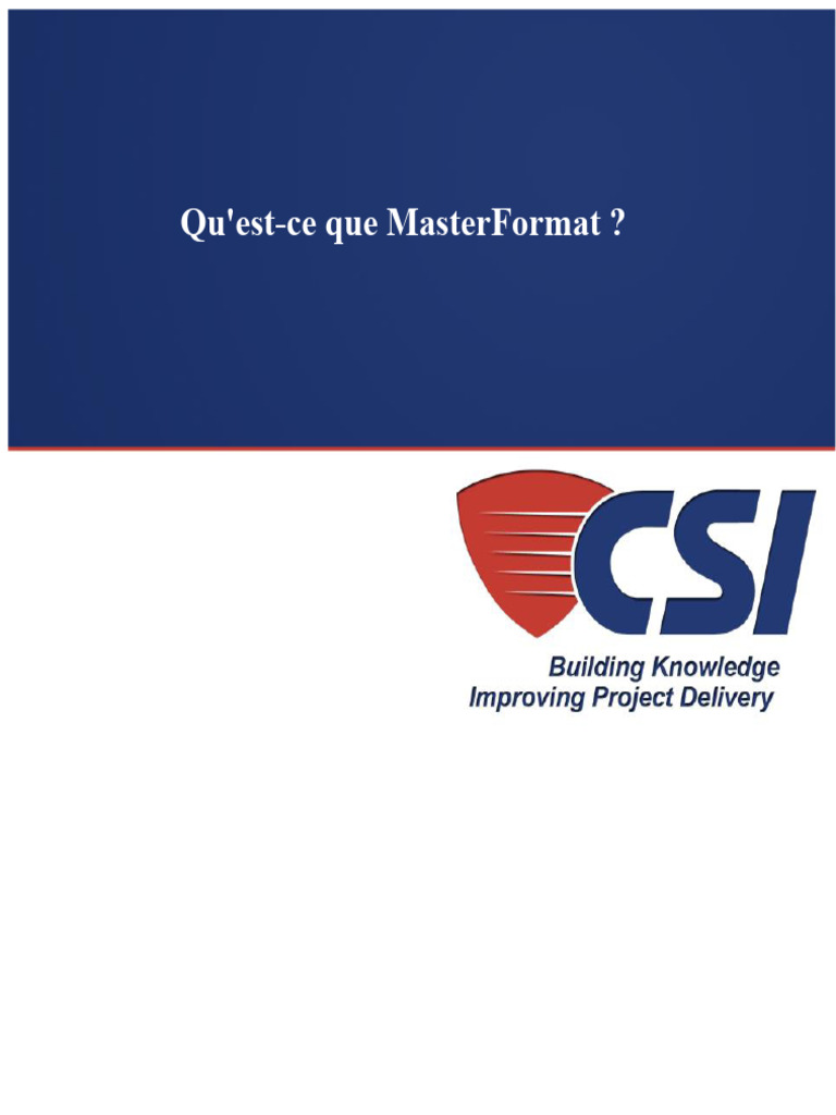 Introduction au MasterFormat en construction | PDF