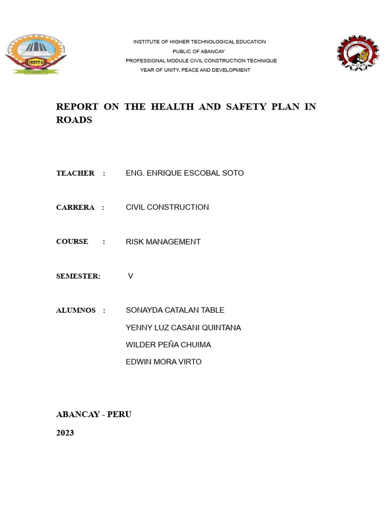 Road Safety and Health Plan | PDF | Personal Protective Equipment | Risk