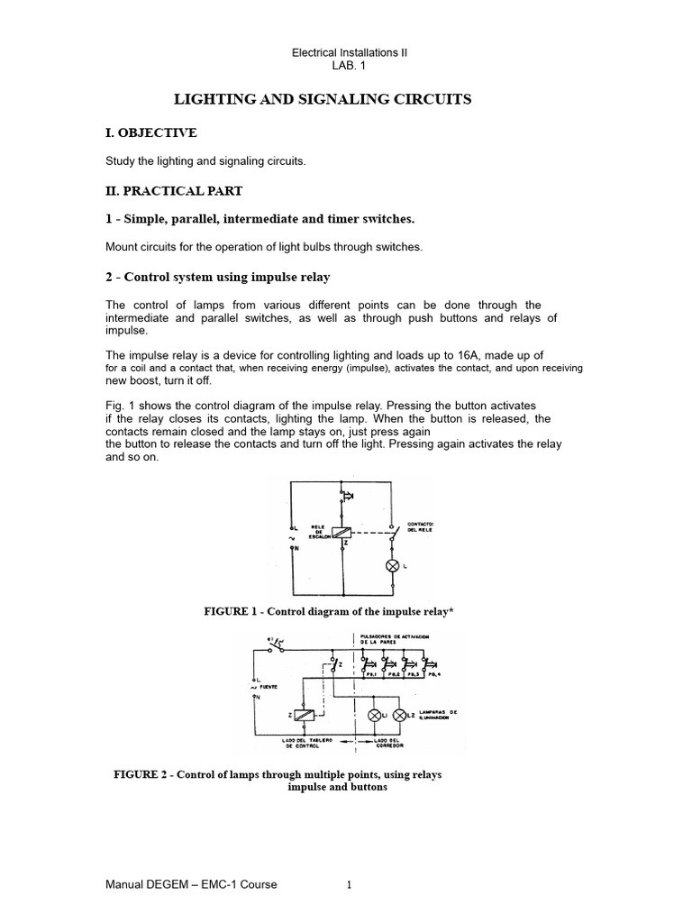 Lighting and Signaling Circuits Lab | PDF | Relay | Switch