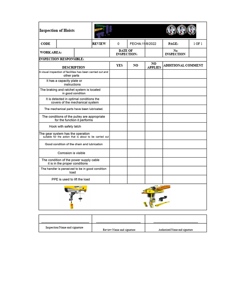 Hoist Inspection Report Summary | PDF | Vehicles | Manufactured Goods