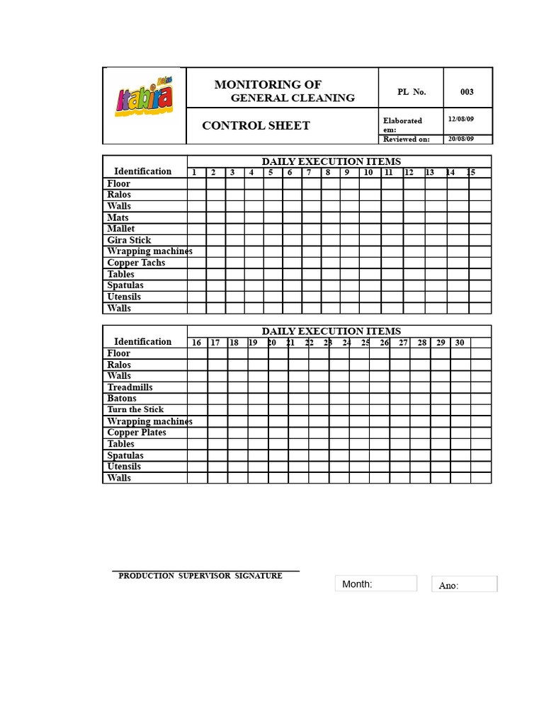 General Cleaning Monitoring | PDF