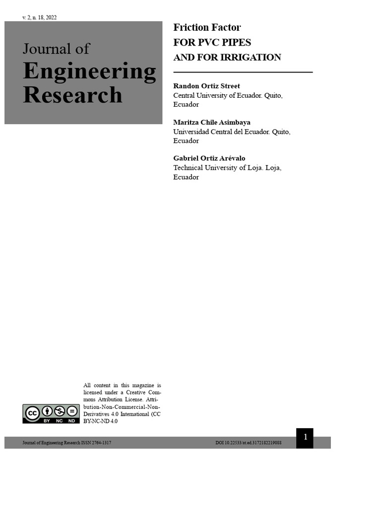 Friction Factor For PVC Pipes | PDF | Reynolds Number | Mechanical ...