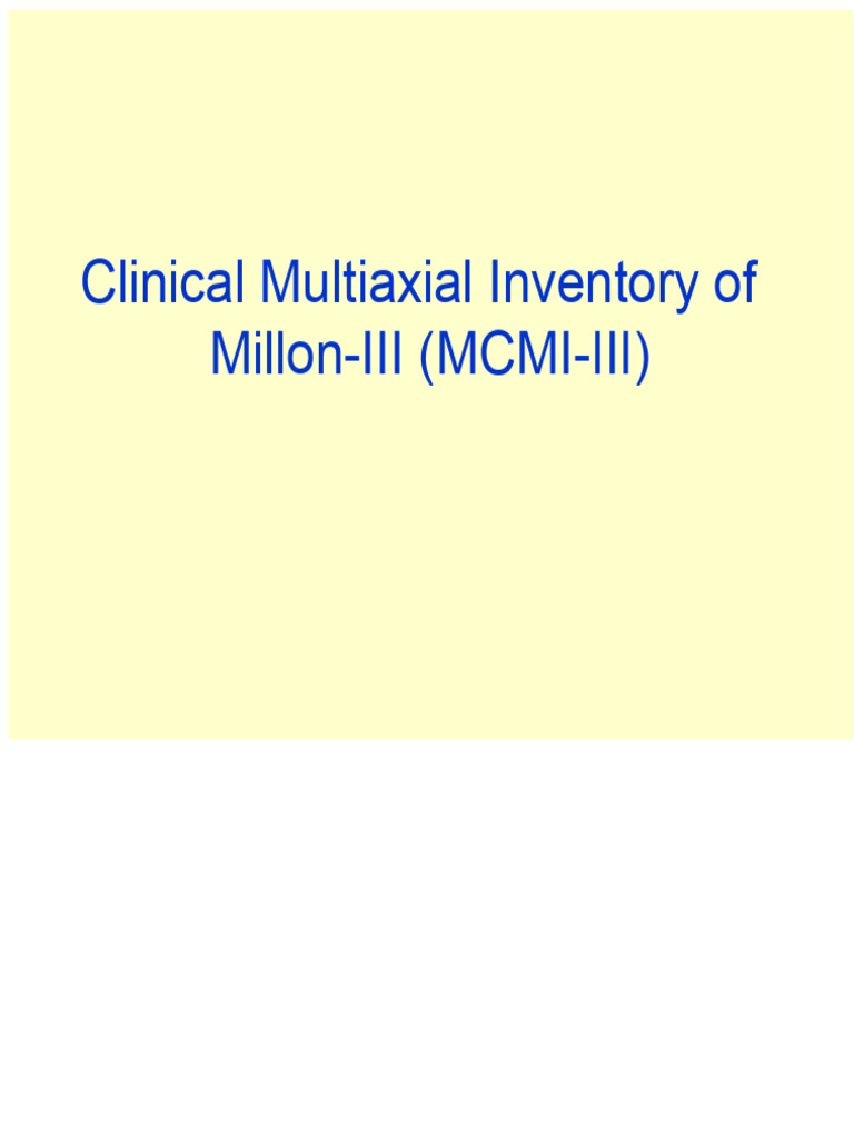 Overview of Millon-III Personality Inventory | PDF | Behavioural ...