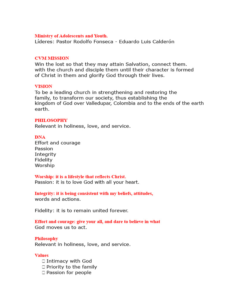 Ministry of Adolescents and Youth Vision | PDF | Disciple (Christianity ...