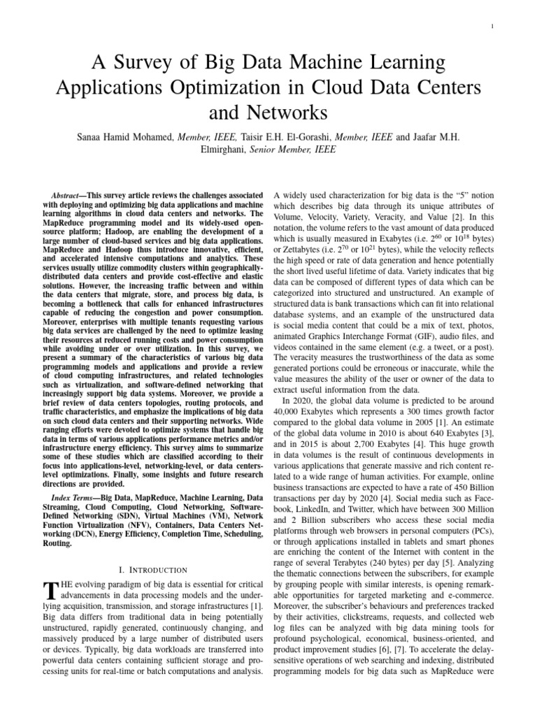 A Survey of Big Data Machine Learning Applications Optimization in Cloud Data Centers and ...