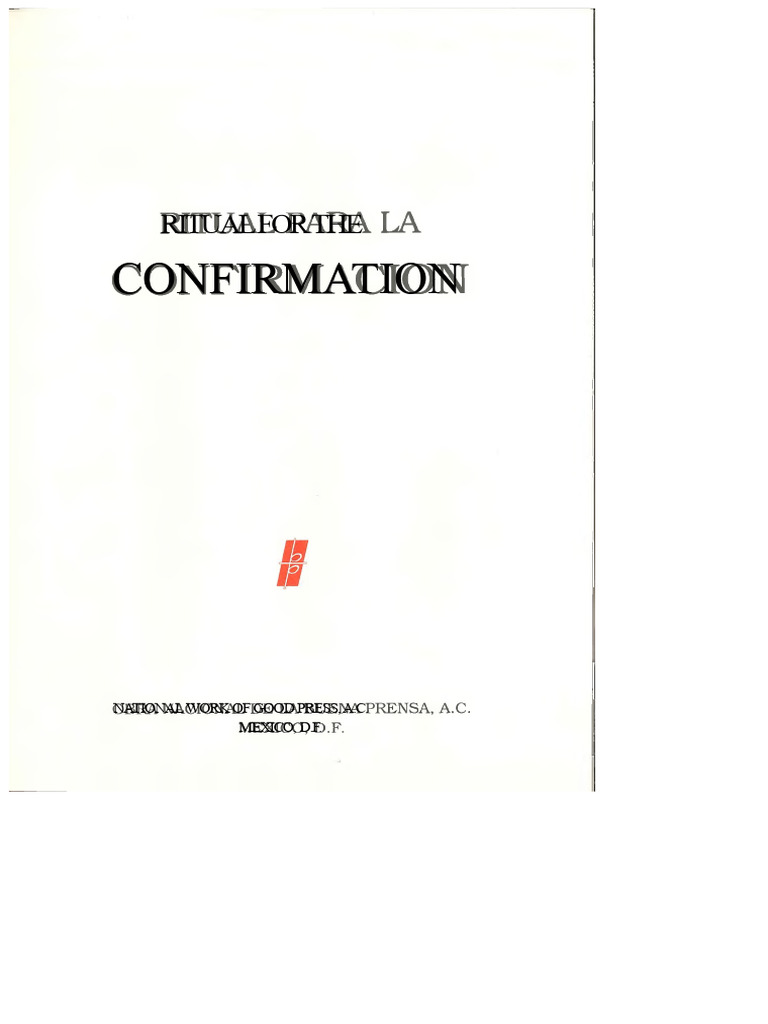 Rite of Confirmation, National Work of Good Press, Mexico 1999 | PDF ...
