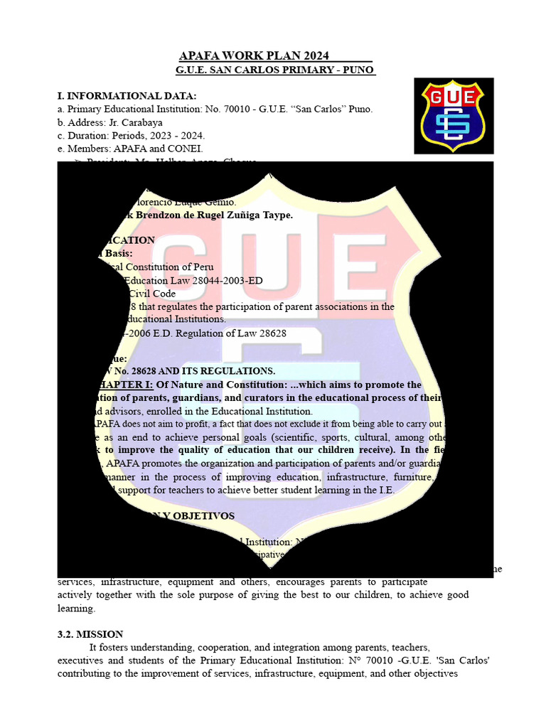 APAF Primary Work Plan 2024 | PDF | Teachers