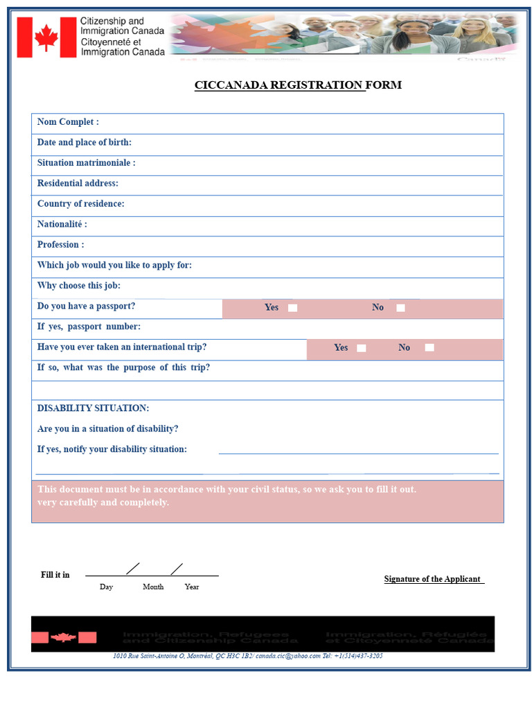 CIC Canada Registration Form Guide | PDF