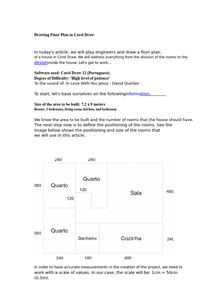 Drawing Floor Plan in Corel Draw | PDF | Shape