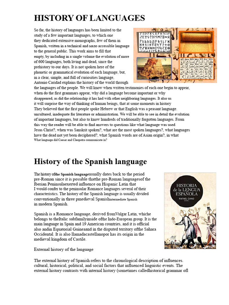 History of Languages | PDF | Spanish Language | Spain