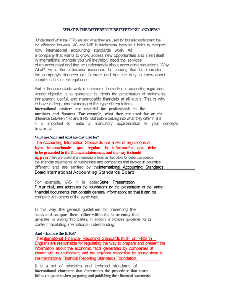 What is the difference between NIC and IFRS? | PDF | International ...