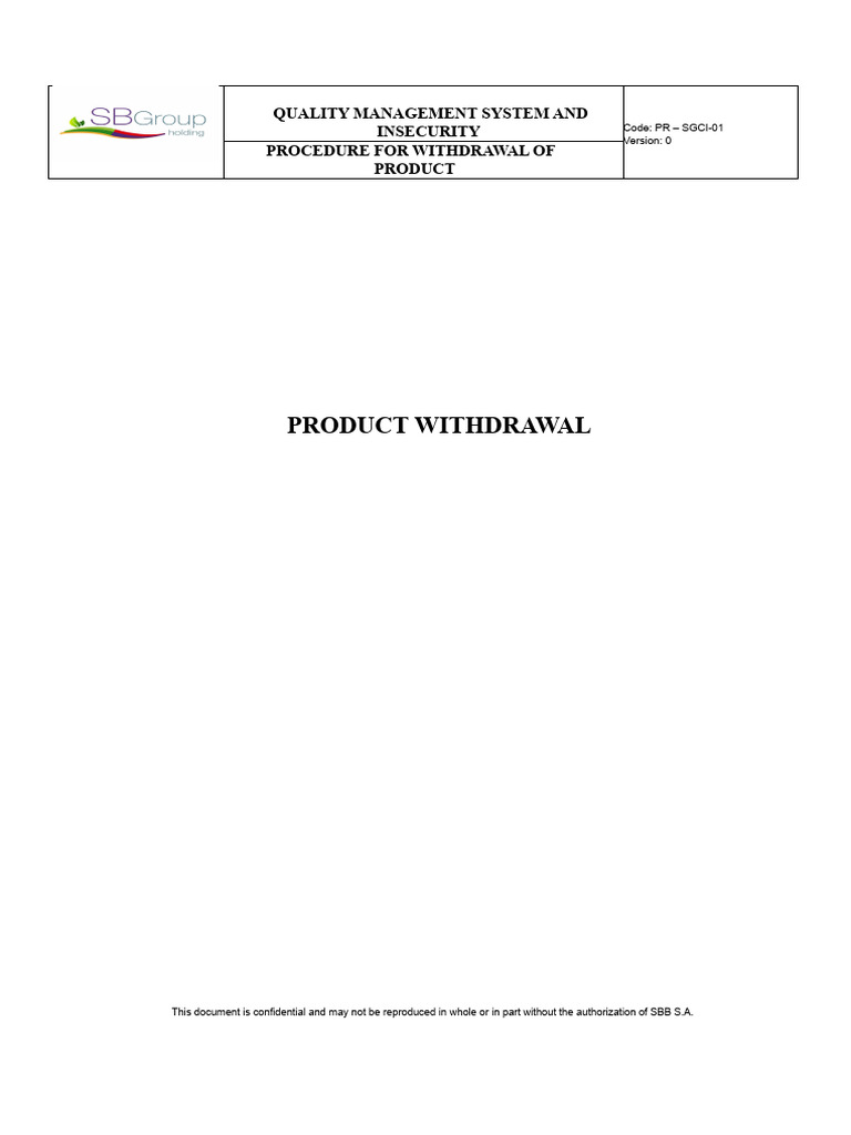 Product Withdrawal Procedure Guide | PDF | Food Safety