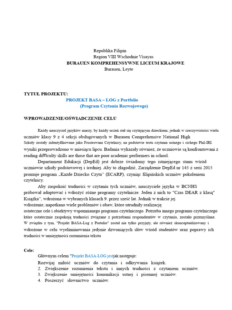 Projekt BASA-LOG Dla SIP | PDF
