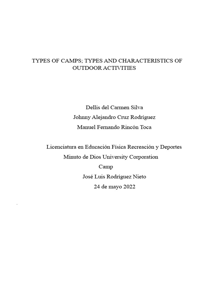 Types and Characteristics of Camps | PDF | Camping | Mountaineering