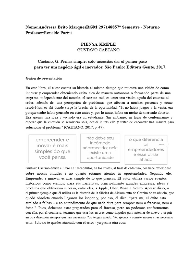 Trabajo de Pazini - PIENSA SIMPLE | PDF