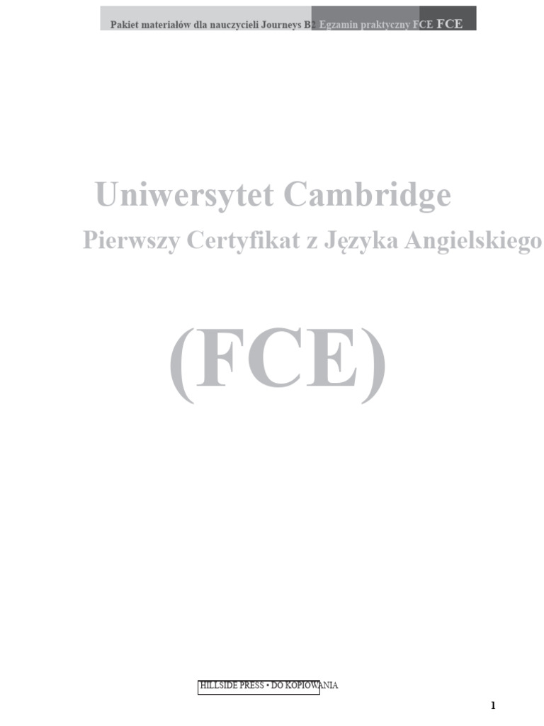 Fce Practice Exam Journeys b2 Teacher S Resource Pack PDF | PDF