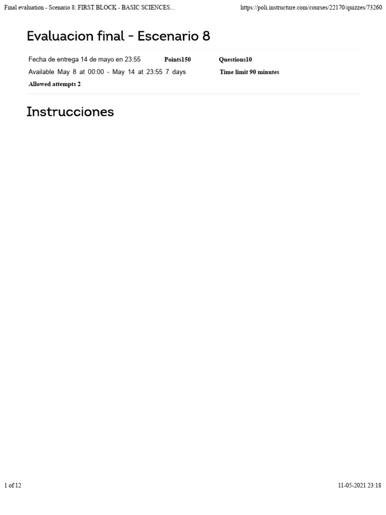 final evaluation - scenario 8 - linear algebra - attempt 1 | PDF ...
